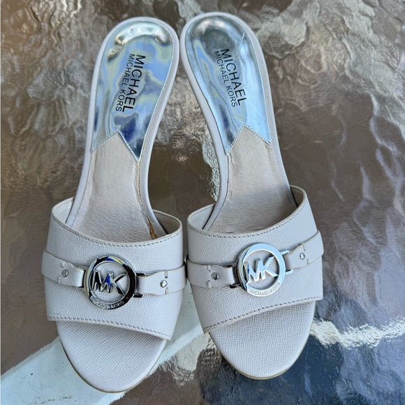 Michael Kors | Shoes | Michael Kors Tilly Mule Sandals Heels Mk Logo ...
